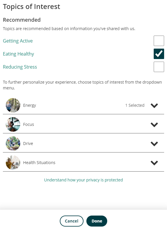 How to set Topics of Interest? – Personify Health