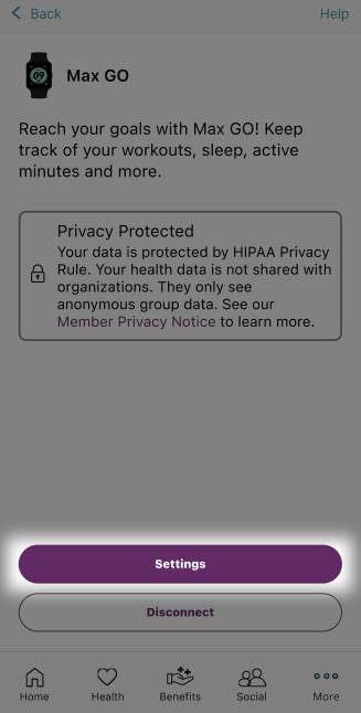 Max GO Settings in the App – Personify Health