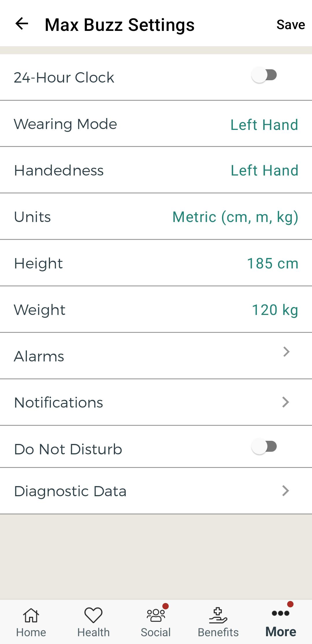 What are the setting options for the Max Buzz? – Personify Health