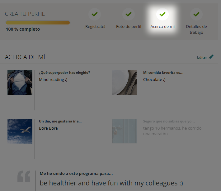 ¿Cómo completar la sección "Acerca de mí"? – Personify Health